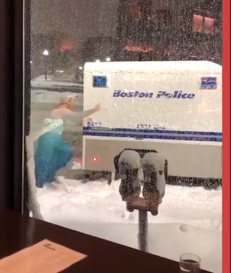 Man Dresses Up As Elsa and Helps Police Car Out of Snow | Chip and Company