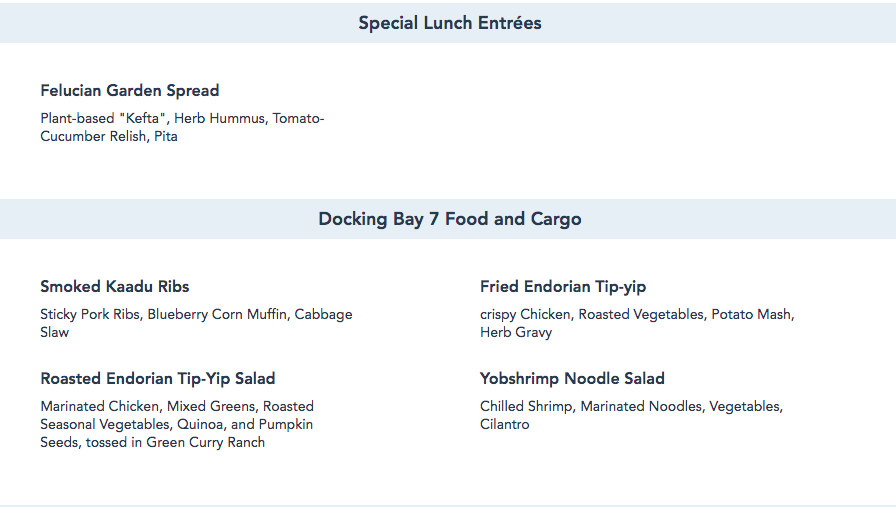 Docking Bay 7 Food and Cargo Menus Opening May 31, 2019 | Chip and Company