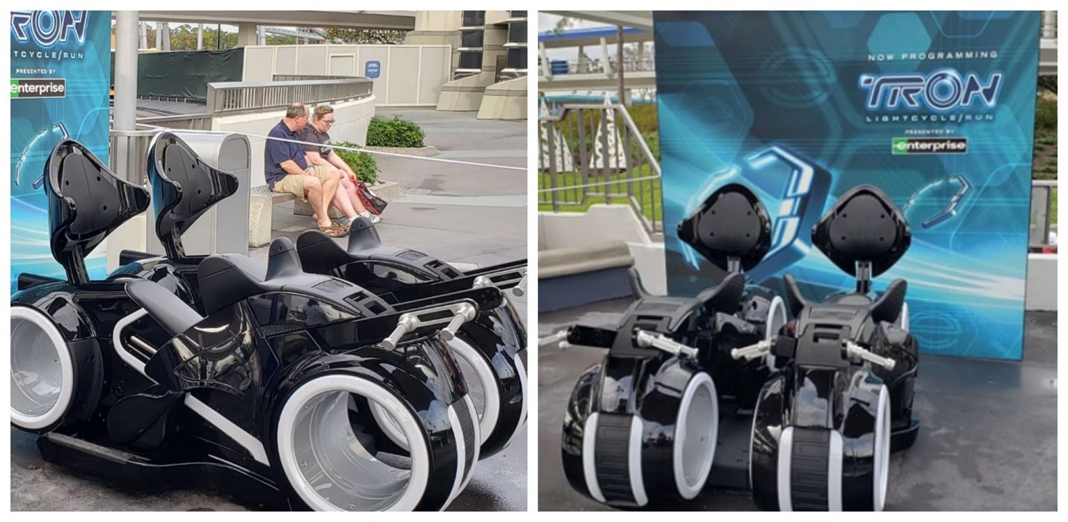 Closer Look at the Tron Lightcycle Run Sign and Entrance | Chip and Company