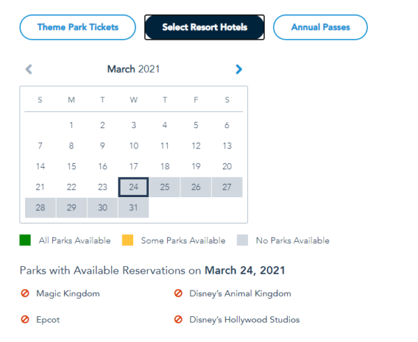Disney World Theme Park Reservations completely booked through April ...