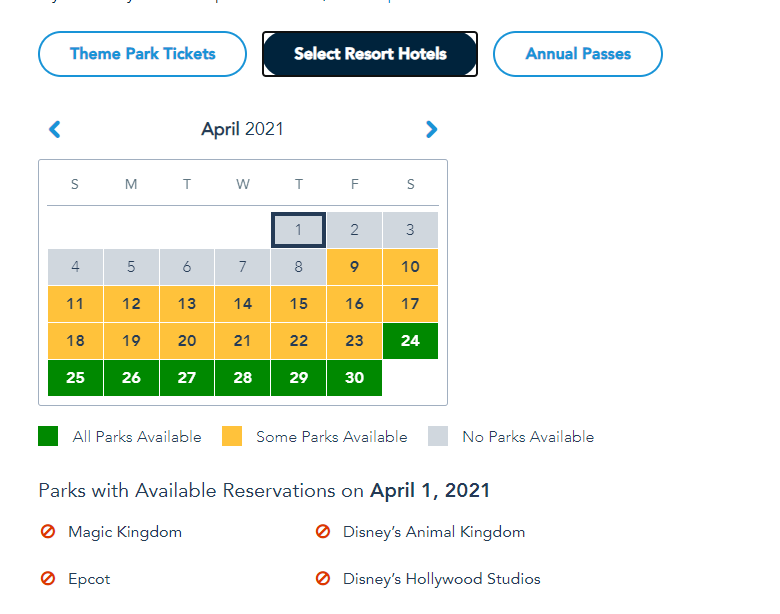 Disney World Theme Park Reservations completely booked through April ...