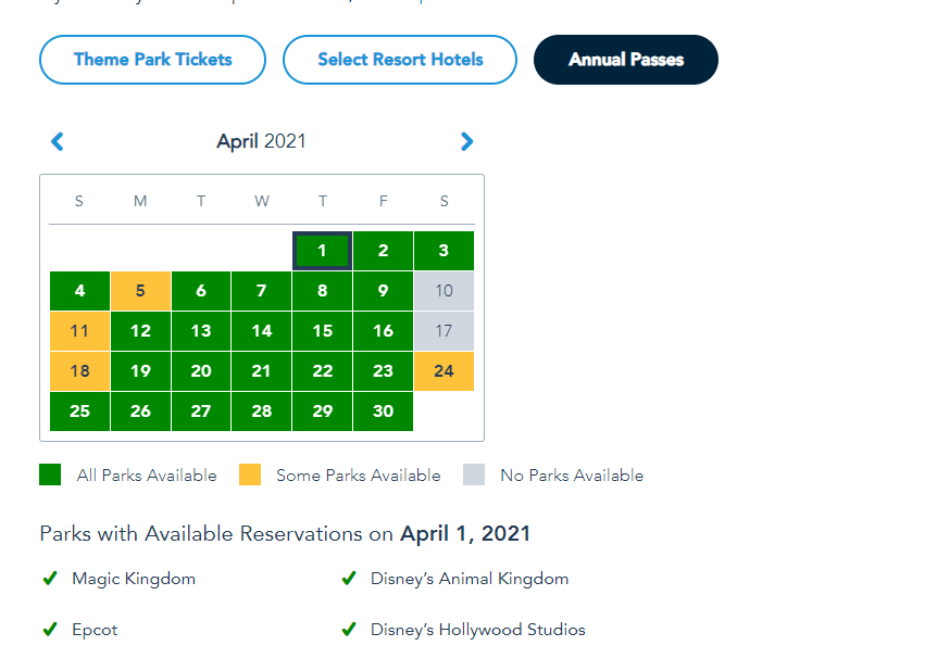 Disney World Theme Park Reservations completely booked through April ...