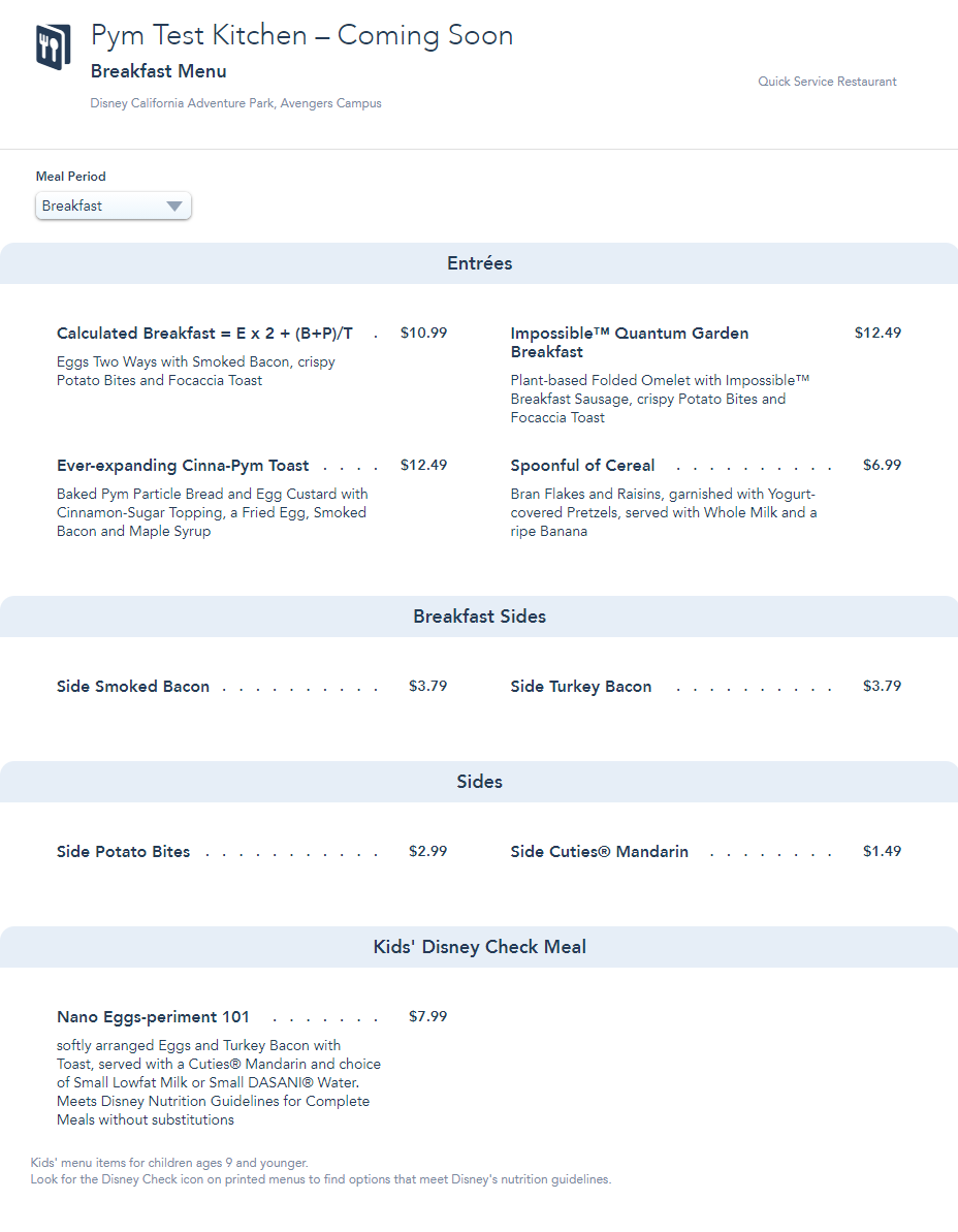 Pym Test Kitchen offering Breakfast for hungry guests in Avengers ...