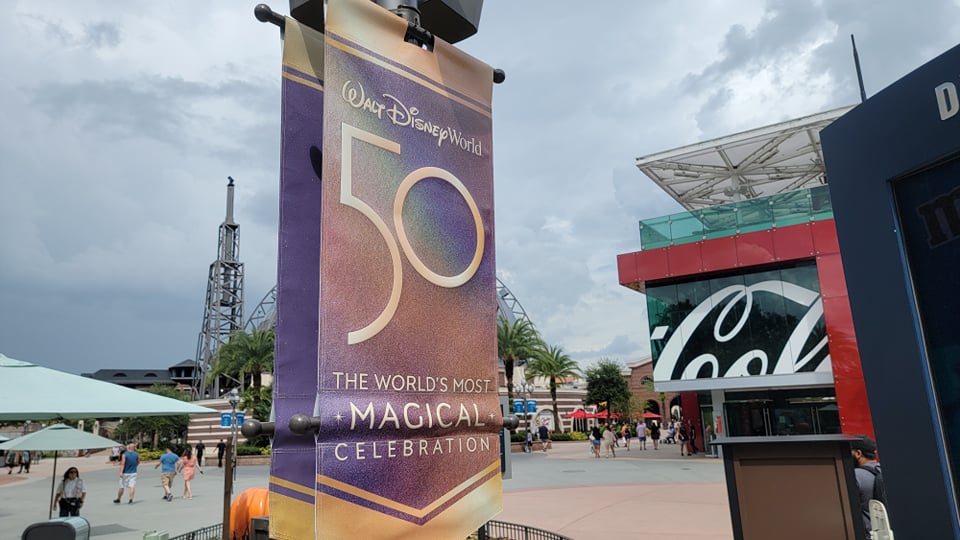 Disney World 50th Anniversary Banners now up at Disney Springs | Chip ...