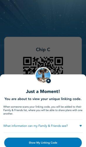 My Disney Experience adds a new QR Code for adding Friends and Family ...