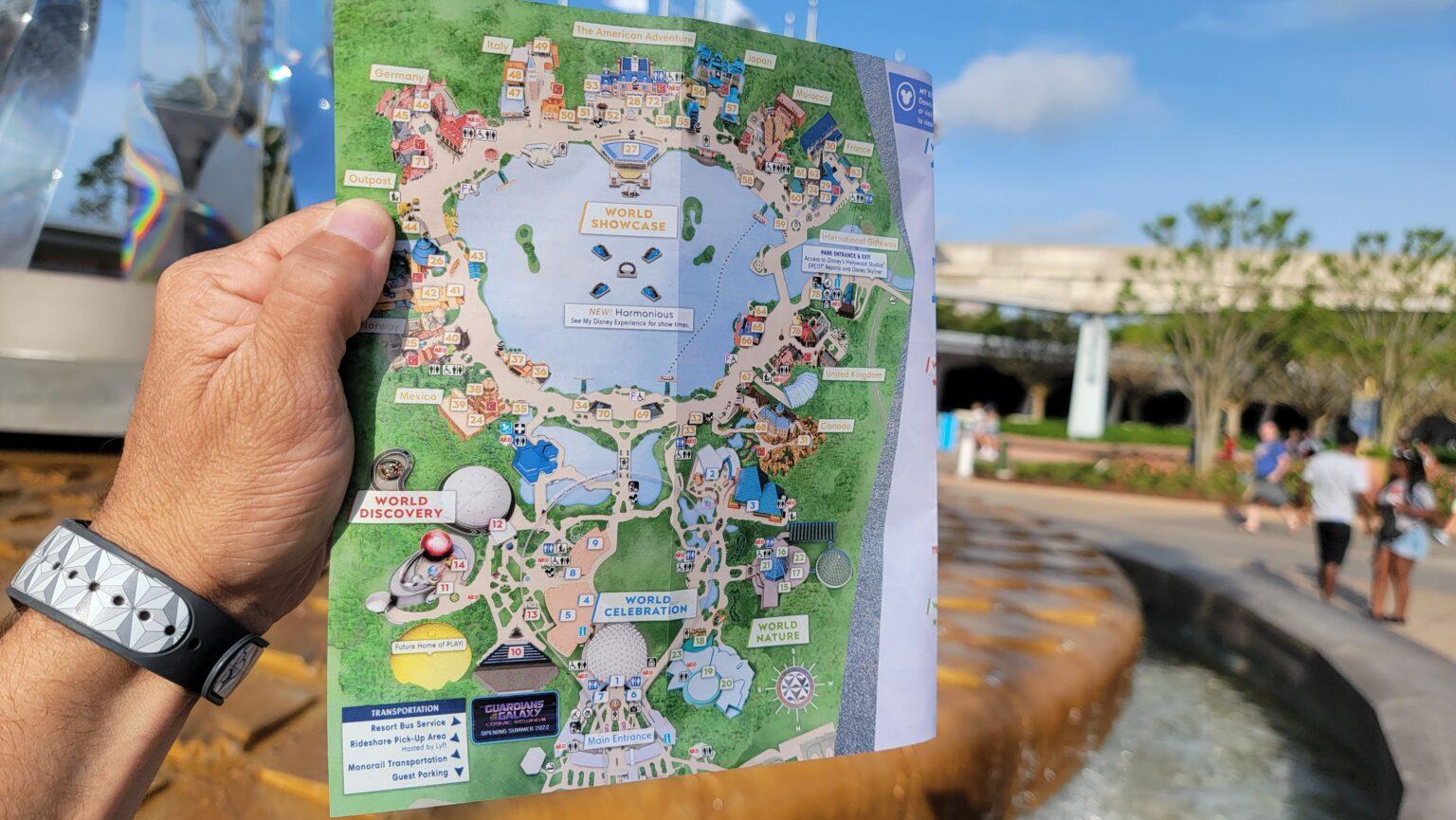 New Epcot Guide map now featuring Guardians of the Galaxy Cosmic Rewind ...