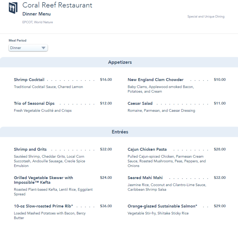 Disney updates the menu at Coral Reef Restaurant in Epcot | Chip and ...