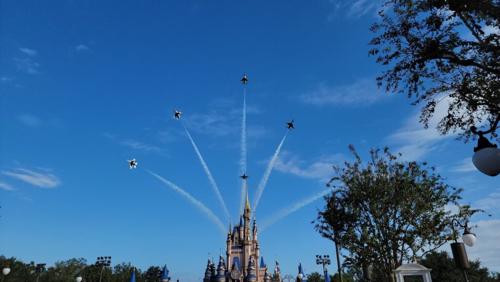 U.S. Airforce Thunderbirds Flyover the Magic Kingdom | Chip and Company