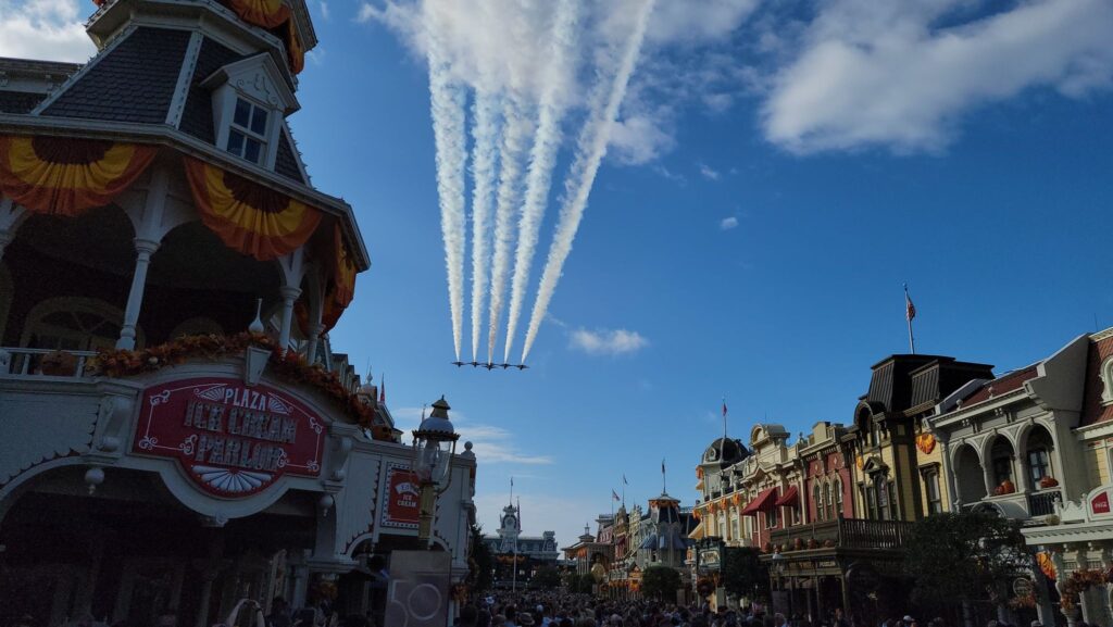 U.S. Airforce Thunderbirds Flyover the Magic Kingdom | Chip and Company