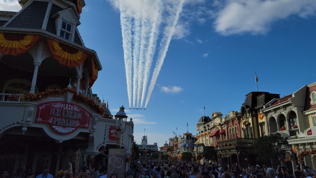 U.S. Airforce Thunderbirds Flyover the Magic Kingdom | Chip and Company