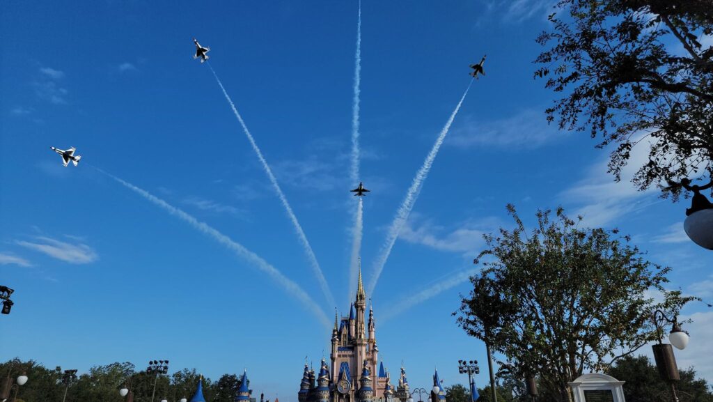 U.S. Airforce Thunderbirds Flyover the Magic Kingdom | Chip and Company