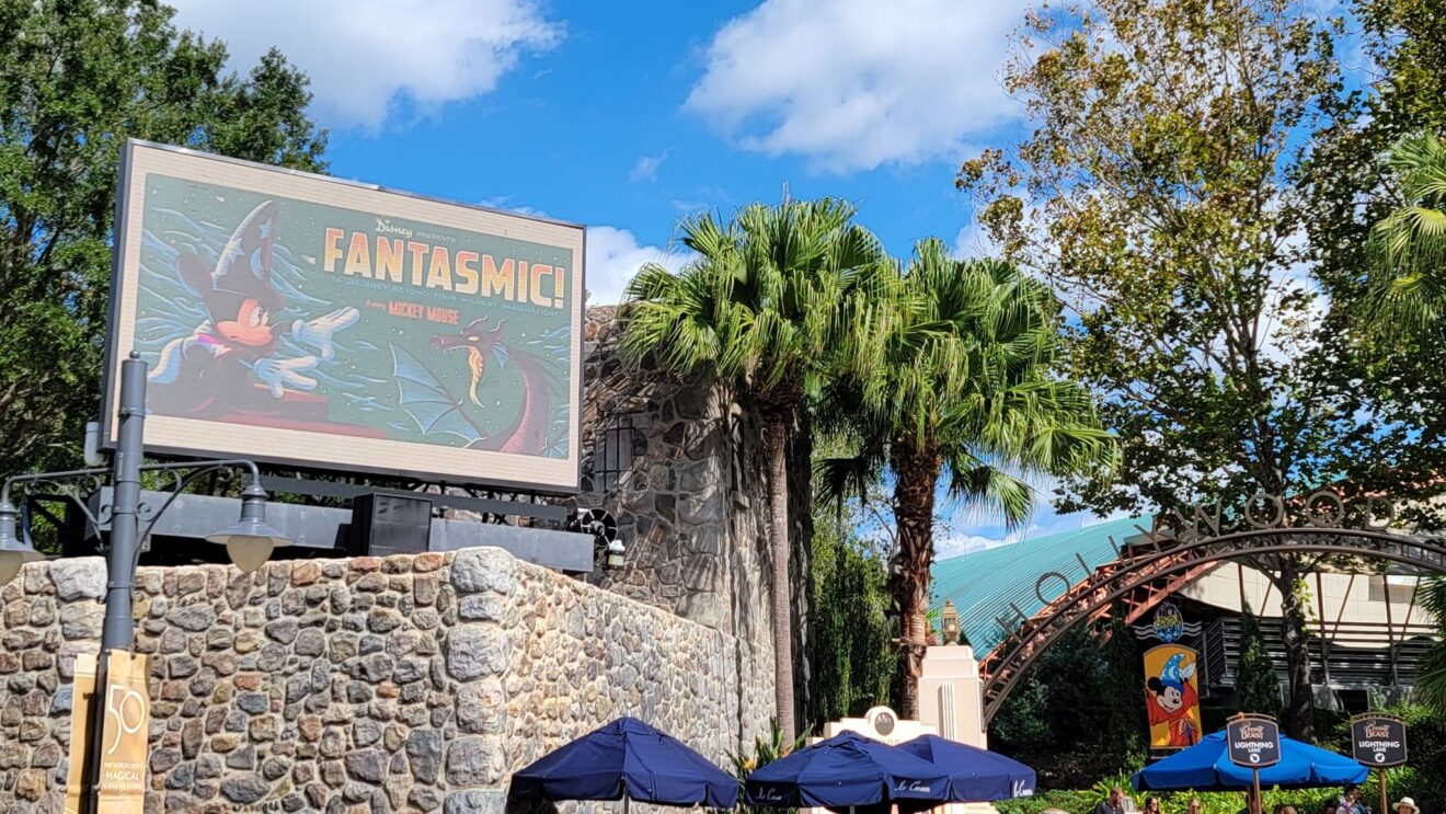 New Fantasia Sign featuring Sorcerer Mickey outside Fantasmic in ...