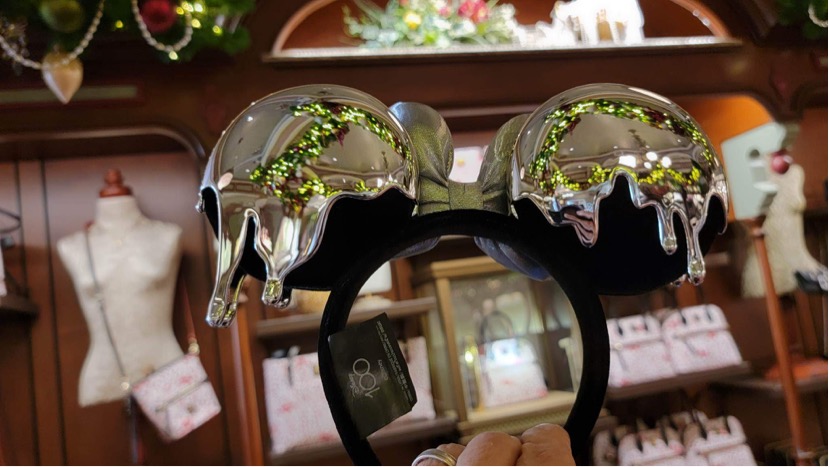 New Disney100 Platinum Dripping Mickey Ear Hat And Minnie Ears Spotted ...