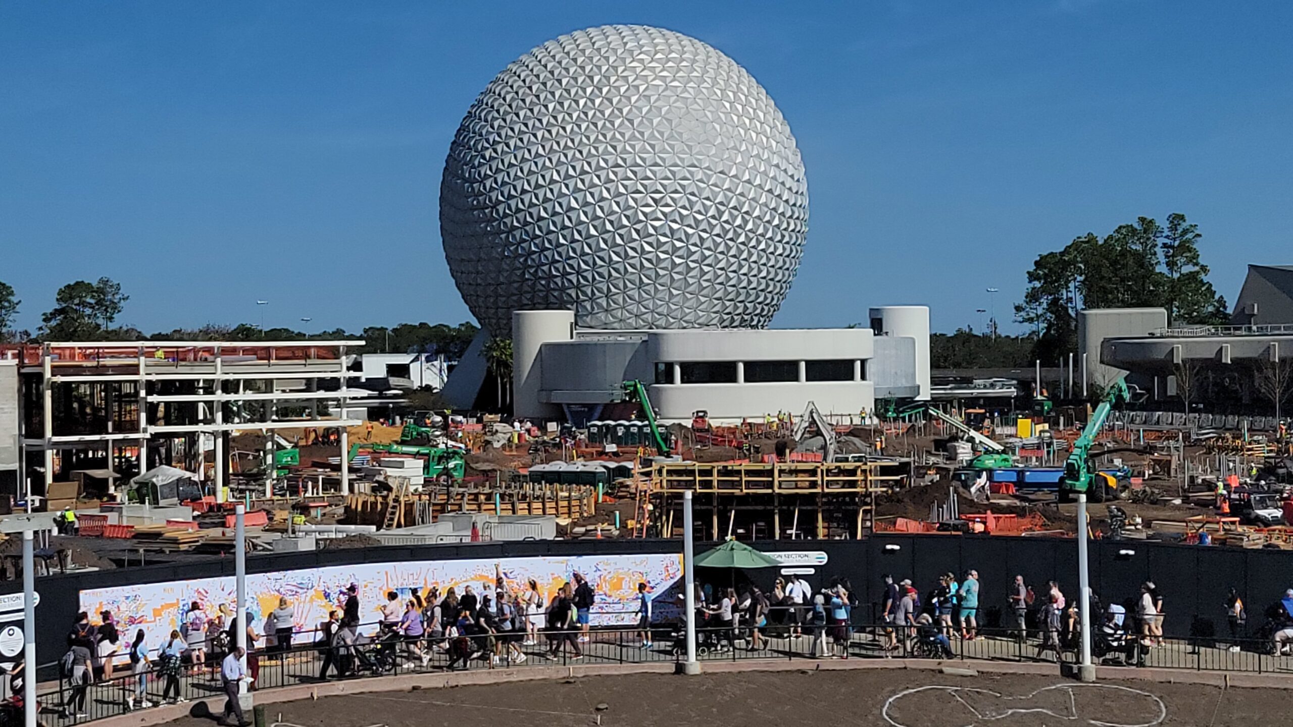 Latest look at CommuniCore Hall construction from EPCOT | Chip and Company