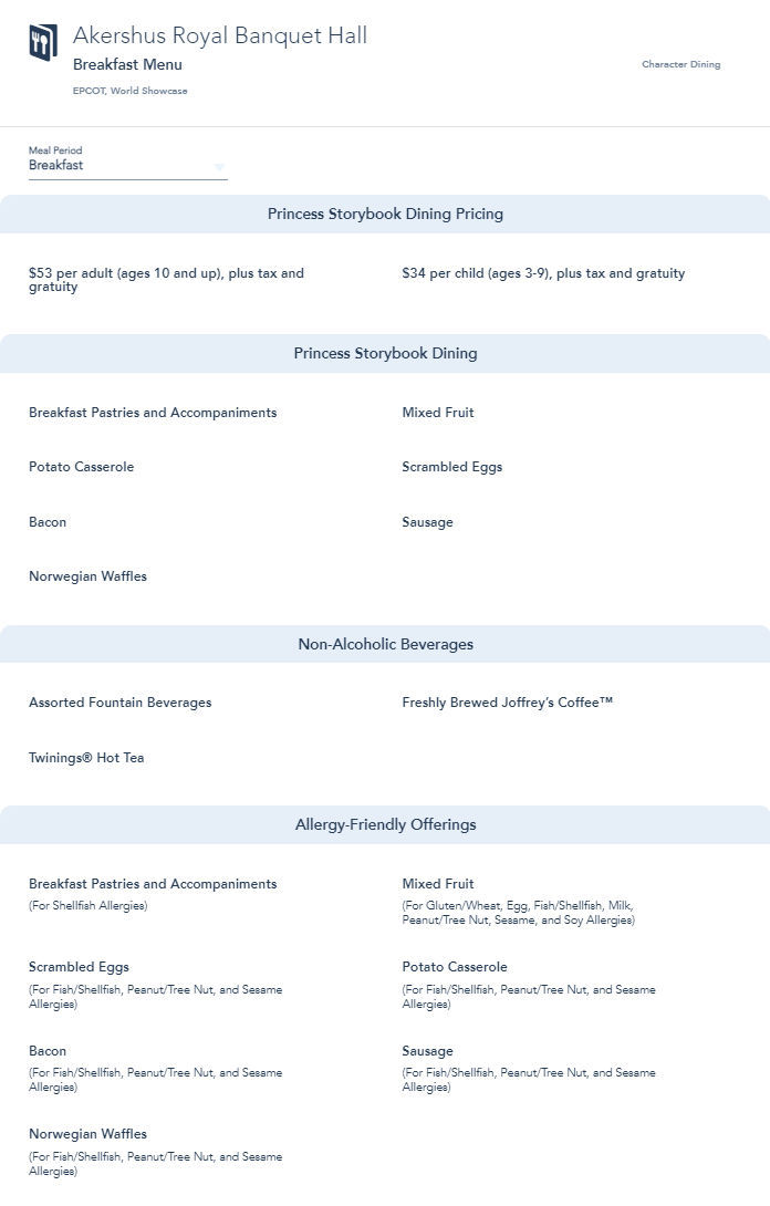 Breakfast and Lunch Menus with Pricing Revealed for Akershus Royal ...