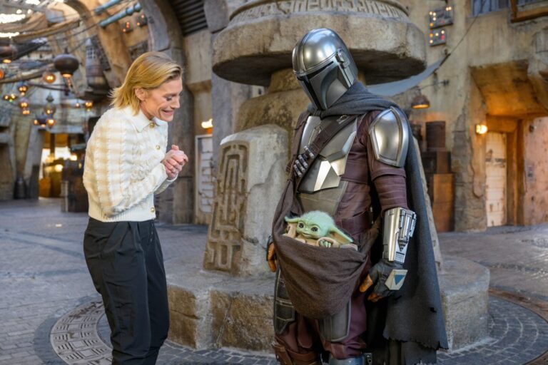 Mandalorian Star Katee Sackhoff Visits Star Wars: Galaxy’s Edge | Chip and Company