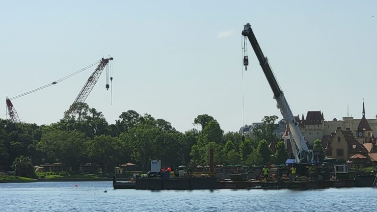 Crane Spotted in EPCOT World Showcase Lagoon as Work is Underway on New ...