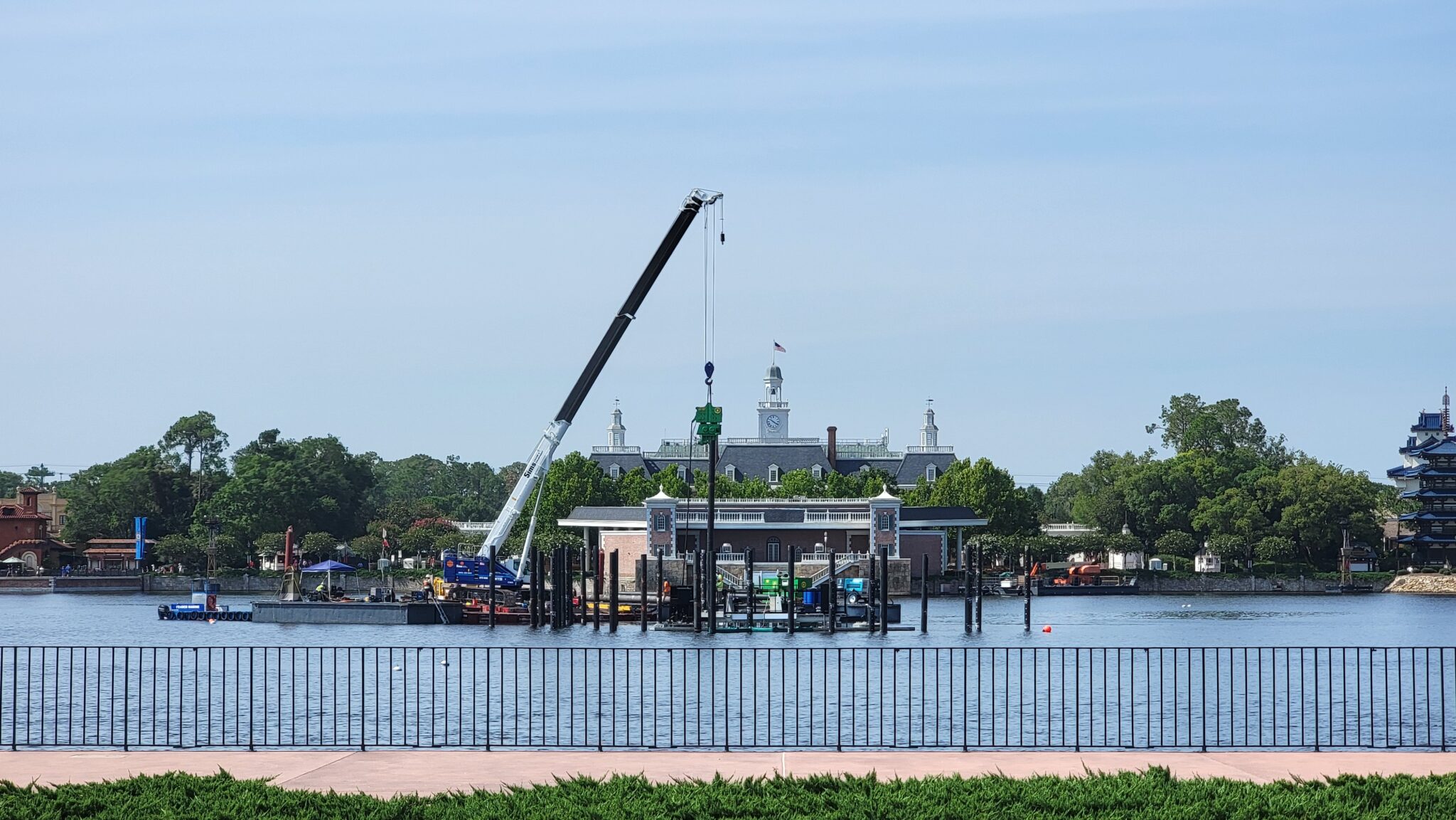 Massive Pylons Being Installed at EPCOT World Showcase Lagoon | Chip ...