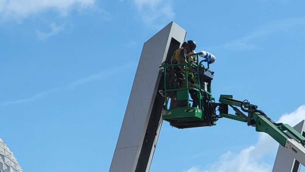Spaceship Earth Pattern Spotted on CommuniCore Hall Spires in EPCOT ...