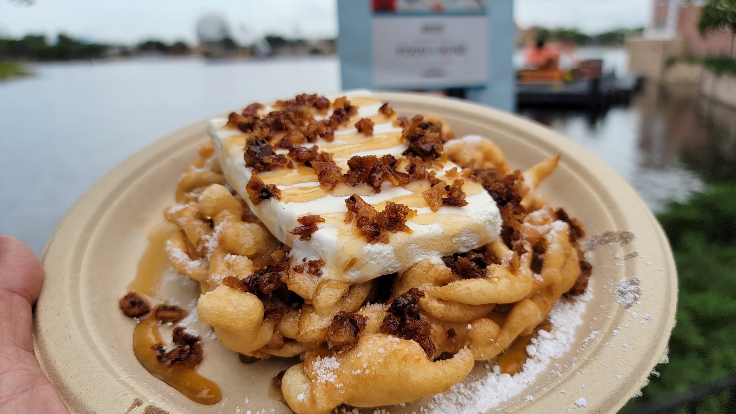 Disney Eats: Candied Bacon Funnel Cake from EPCOT's Food & Wine ...