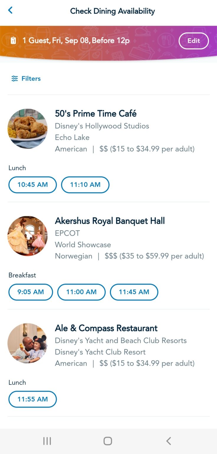 Updated Disney World Dining Reservation System Launches in My Disney ...