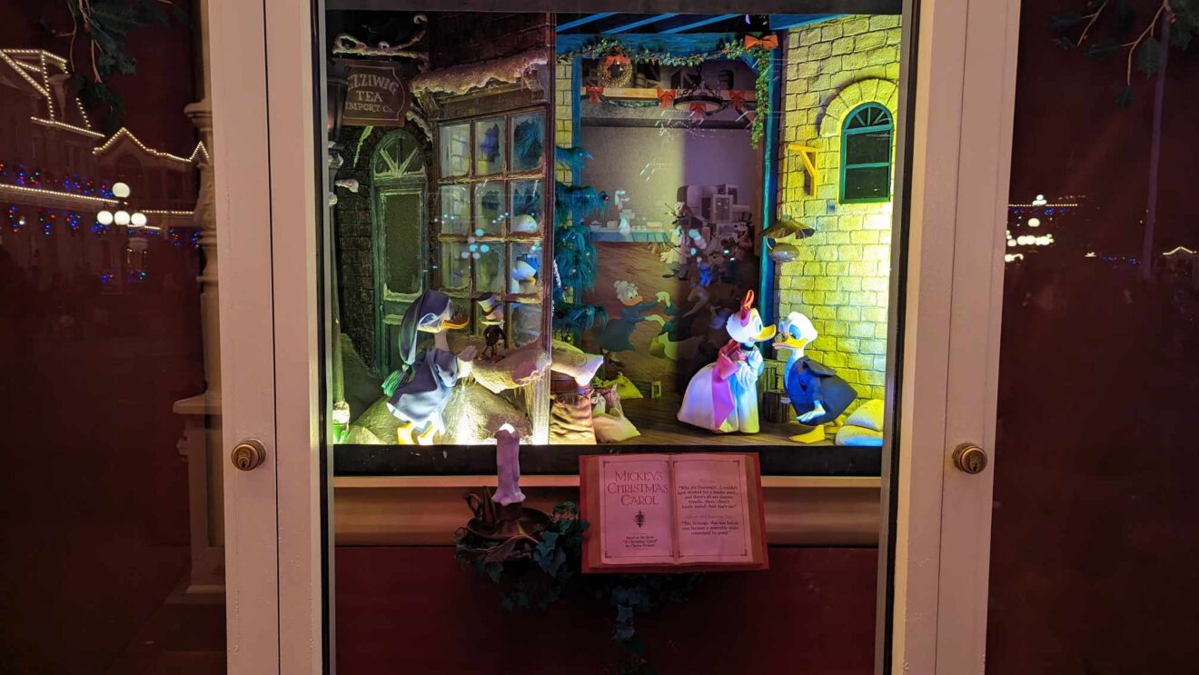 Mickey's Christmas Carol Windows on Display in the Magic Kingdom | Chip and Company
