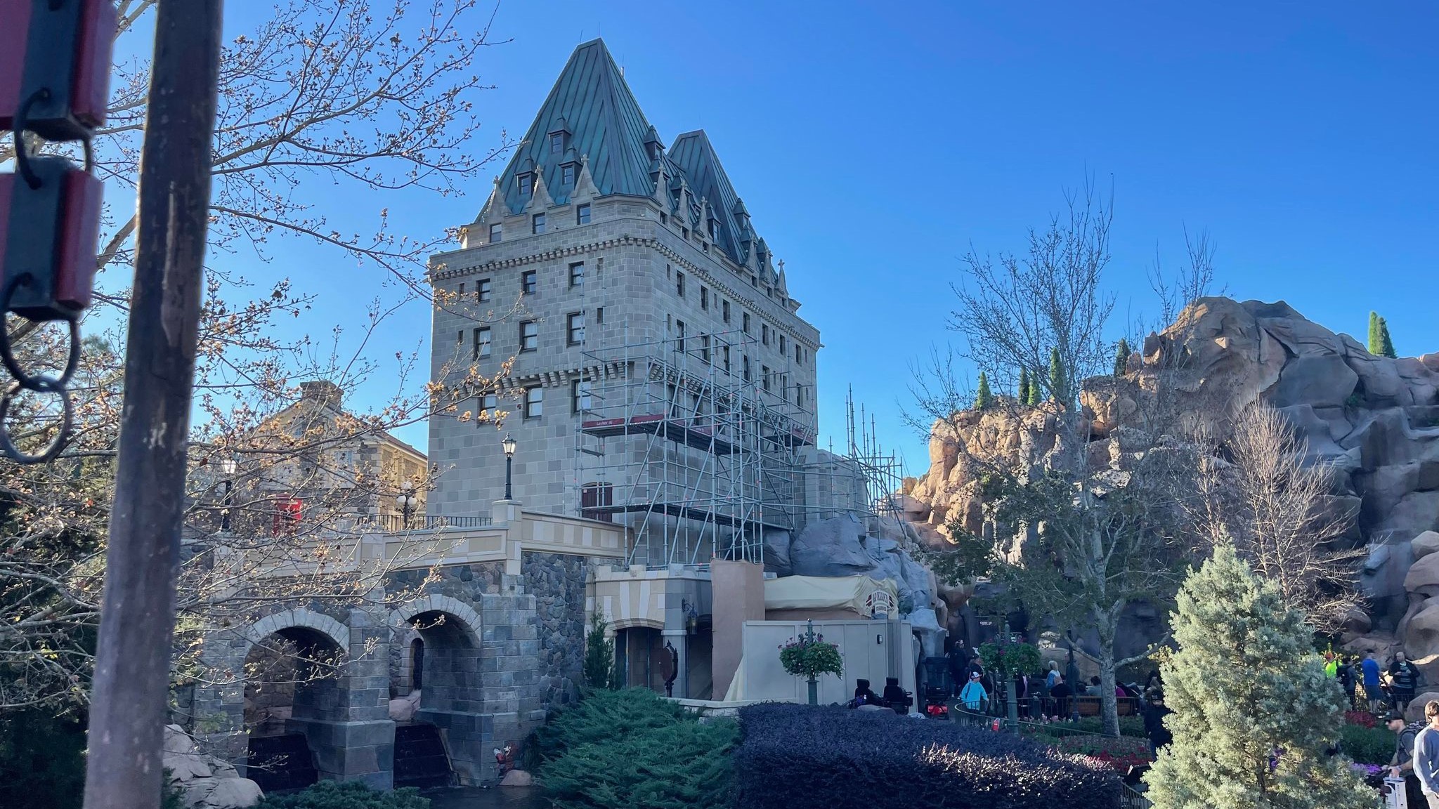 Scaffolding Comes Down From Hotel du Canada Facade in EPCOT | Chip and ...