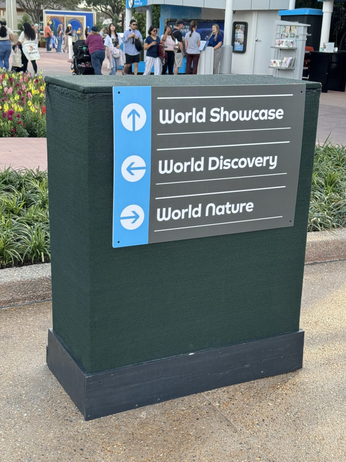 Temporary Directional Sign Installed at World Showcase Bridge in EPCOT ...