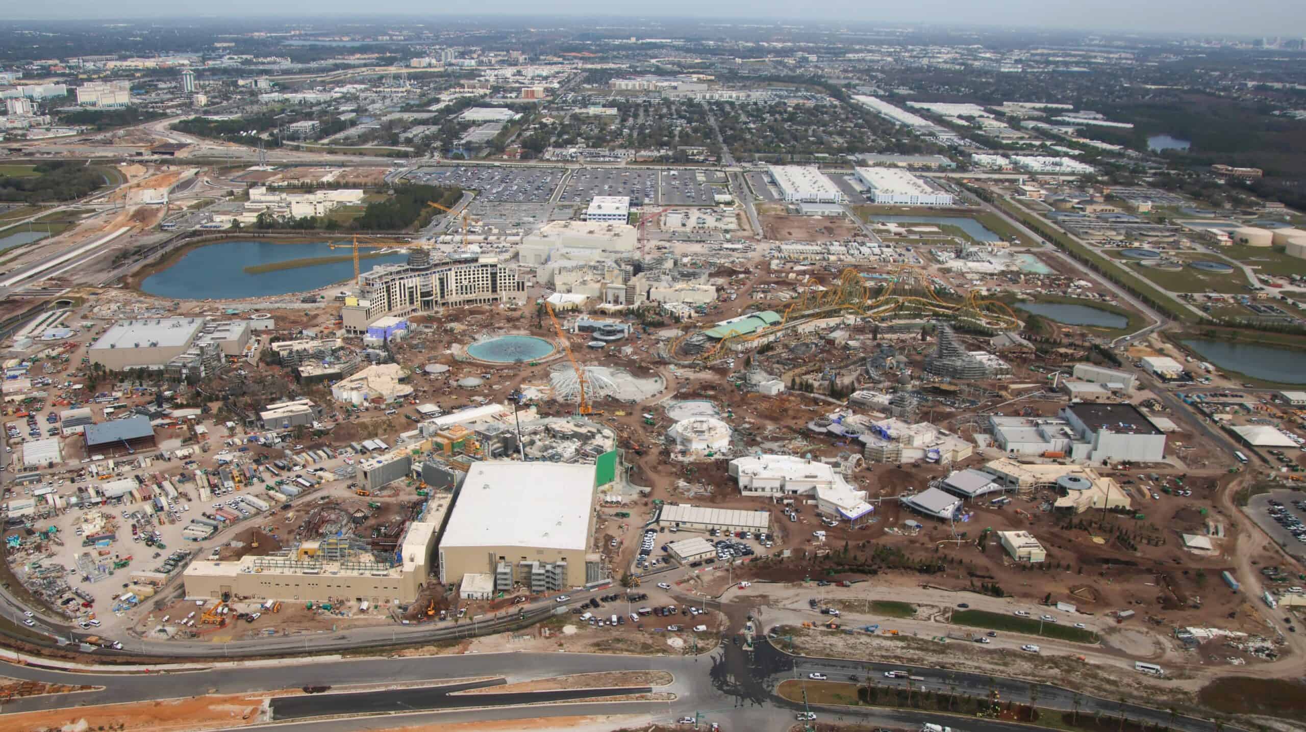Aerial Overview of Epic Universe Construction for February | Chip and ...