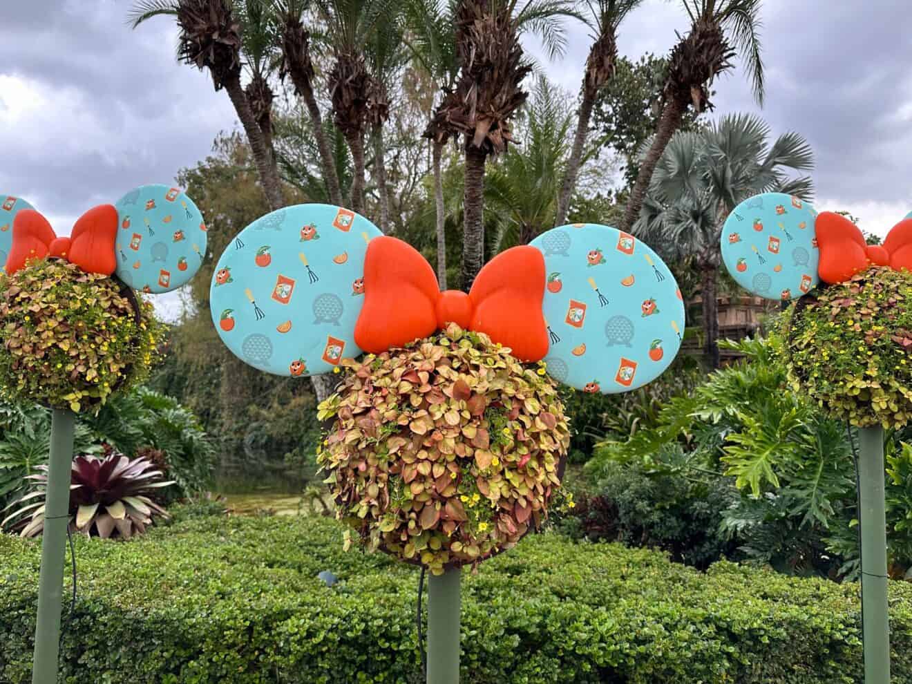 Orange Bird Ears Added to Minnie Mouse Topiaries at EPCOT Flower ...