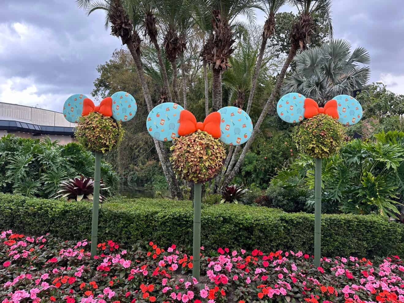 Orange Bird Ears Added to Minnie Mouse Topiaries at EPCOT Flower ...