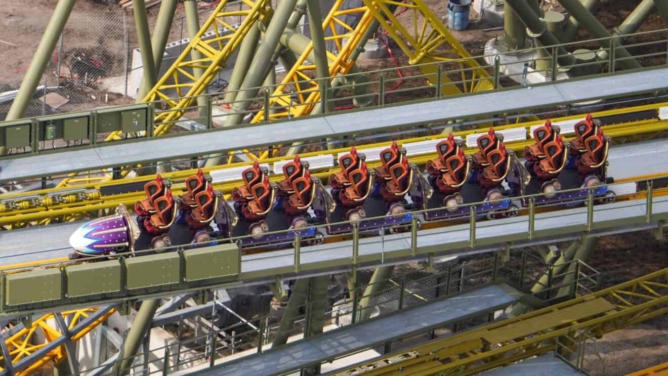 Starfall Racers Roller Coaster Train on the Track at Universal’s Epic ...