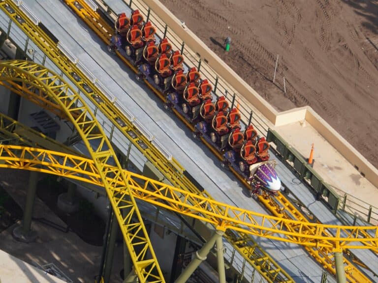 Starfall Racers Roller Coaster Train on the Track at Universal’s Epic ...