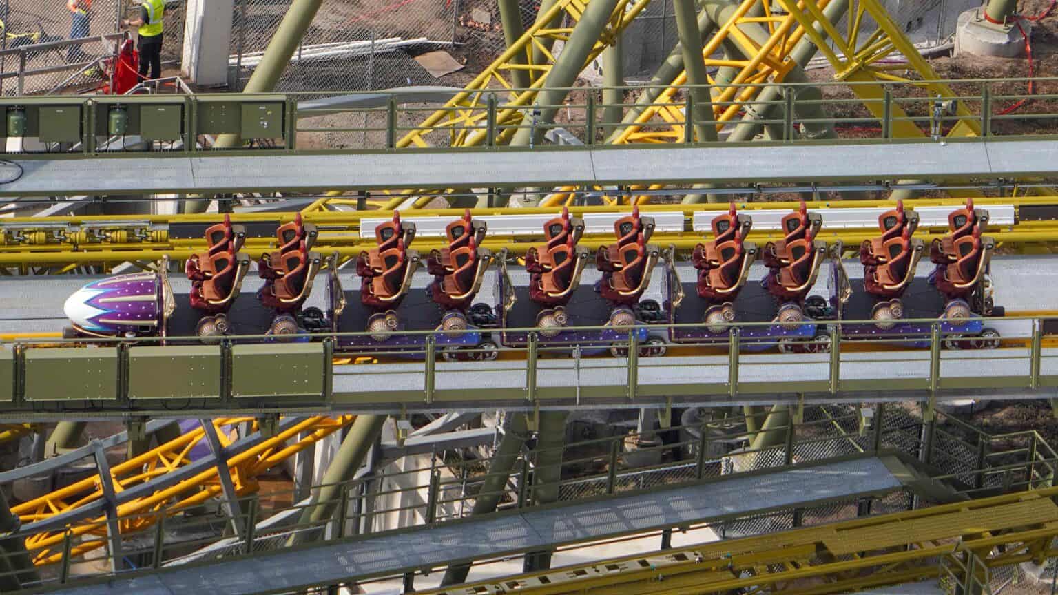 Starfall Racers Roller Coaster Train on the Track at Universal’s Epic ...