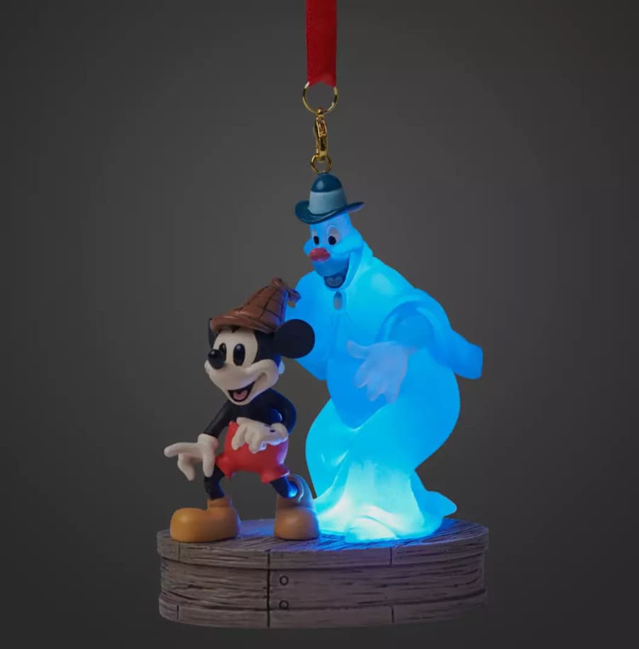 New Mickey Mouse and Ghost Halloween Light-Up Ornament Steals The ...