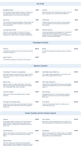 Official Menu Revealed for The Cake Bake Shop Restaurant by Gwendolyn ...