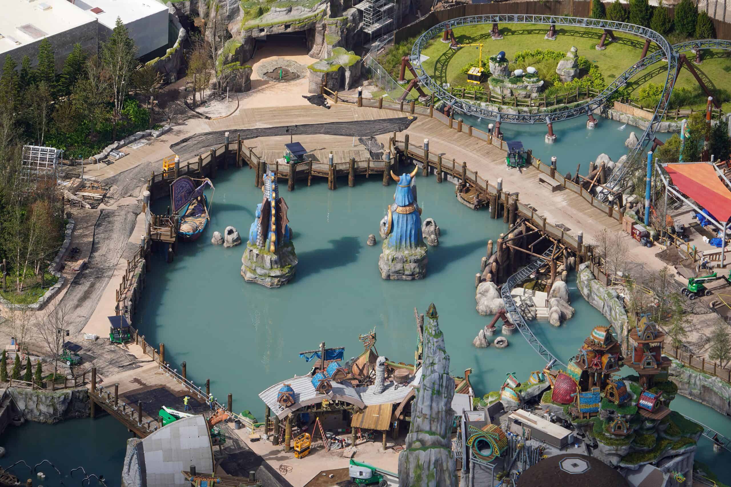 Aerial Look at Progress Being Made on The Isle of Berk at Universal ...