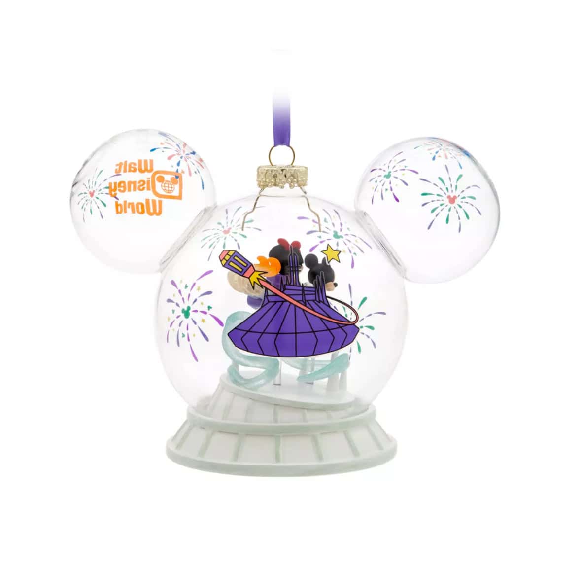 Mickey and Minnie Space Mountain Glass Ball Ornament