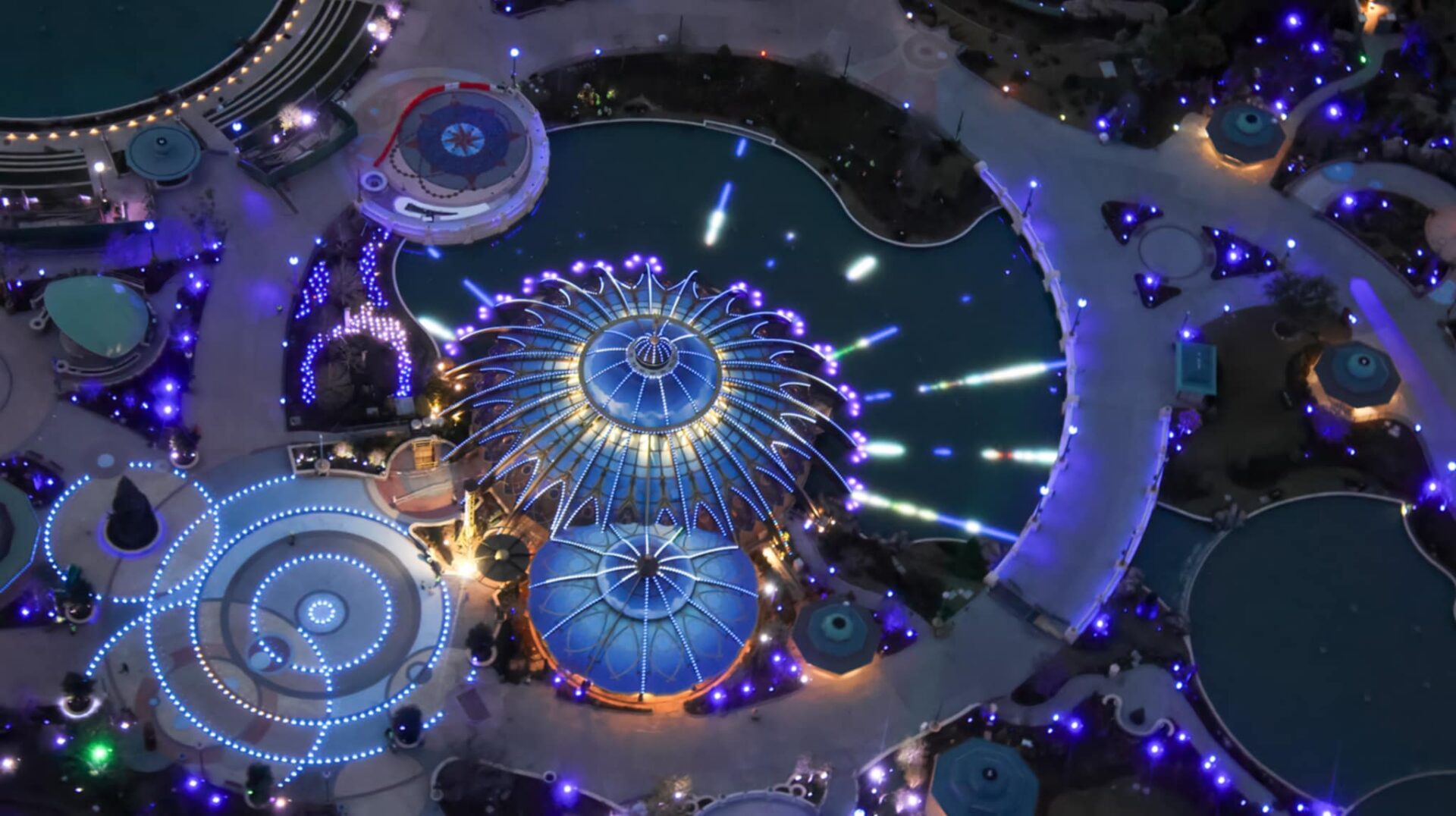 Aerial View of Universal Orlando Epic Universe at Night | Chip and Company