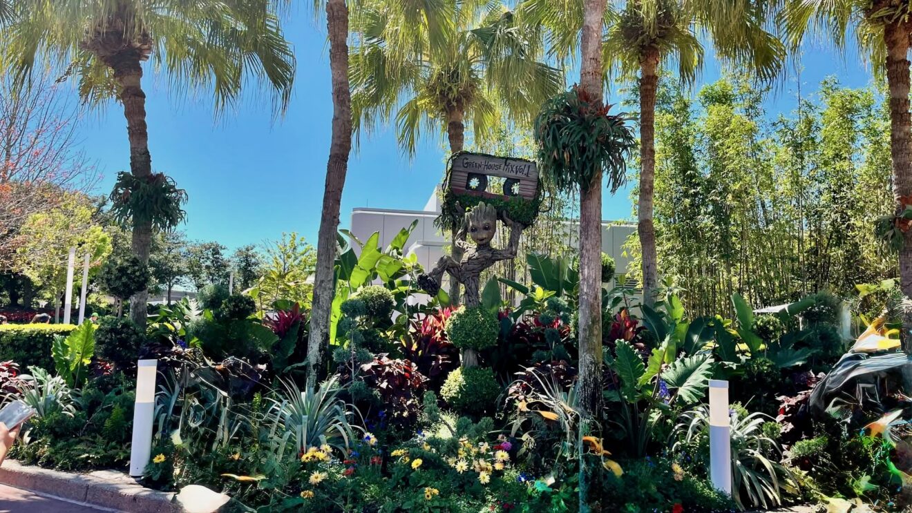 Groot Topiary Now Playing Music for 2025 EPCOT Flower & Garden Festival ...