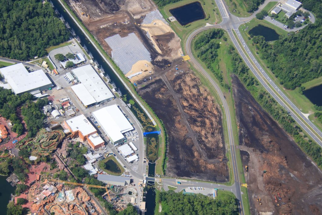 Aerial View of Construction Staging Areas for Magic Kingdom Rivers of ...