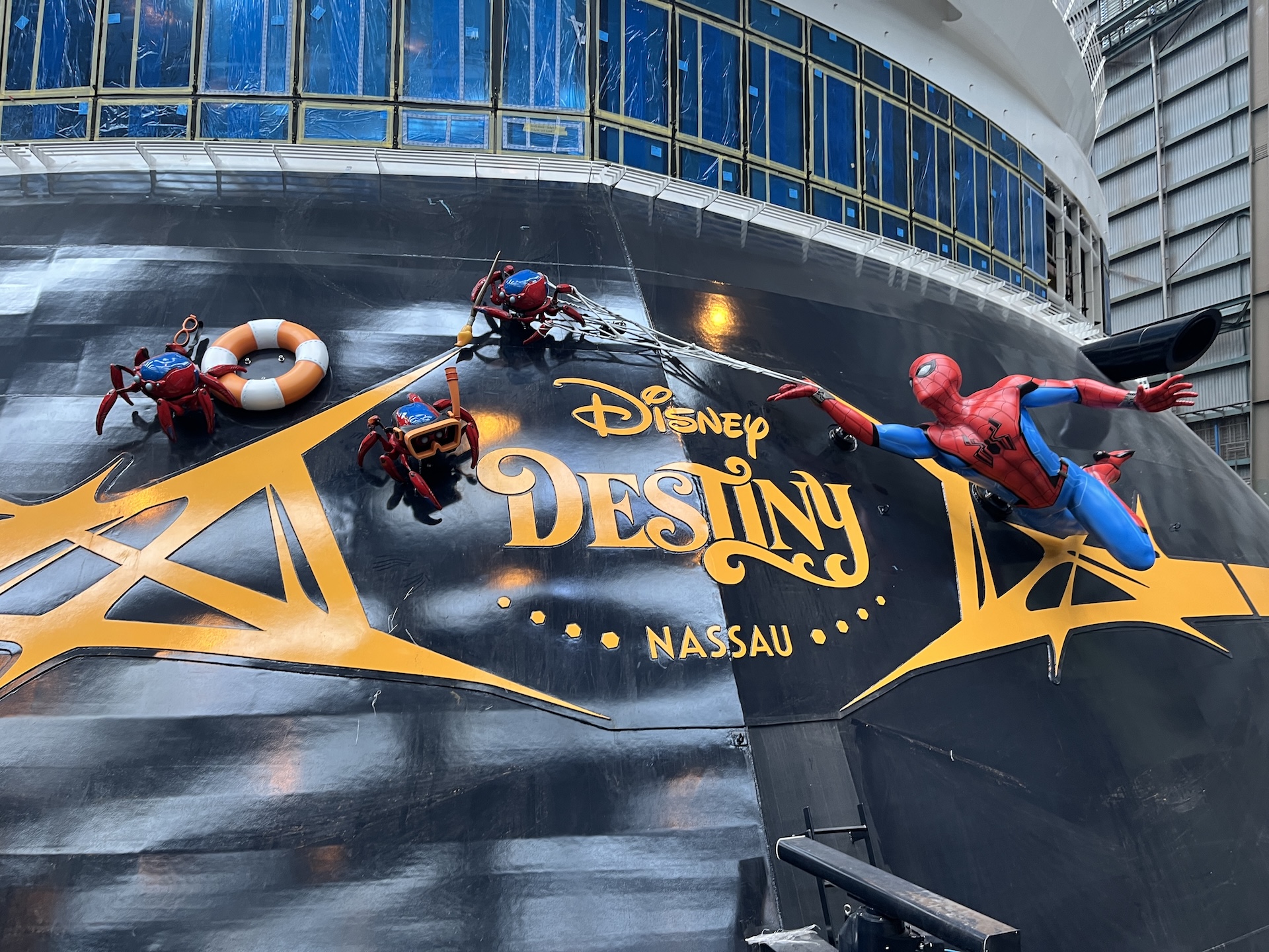 Spider-Man Stern Character Installed on the Disney Destiny | Chip and ...